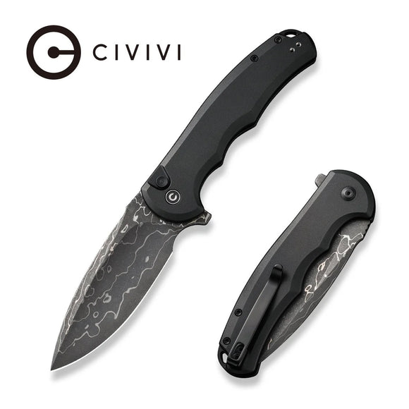 Civivi Praxis Button Lock Damascus – Pops Knife Supply